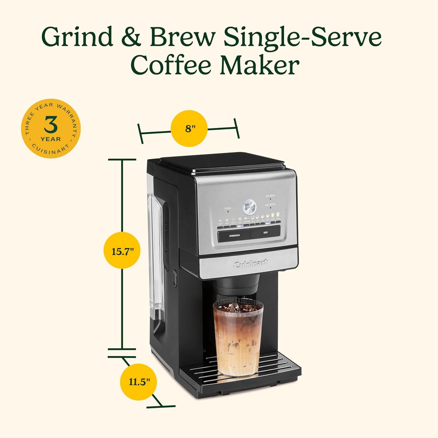 Cuisinart Coffee Maker, Grind and Brew Single Serve Coffee Maker, 6 Cup ...